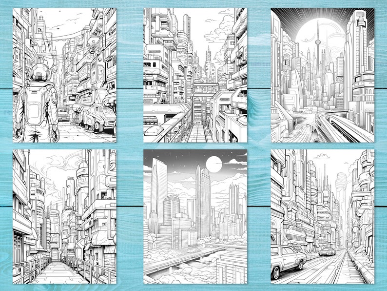 Cyberpunk Coloring Book, 31 Printable Fantastic Pages for Adults and ...