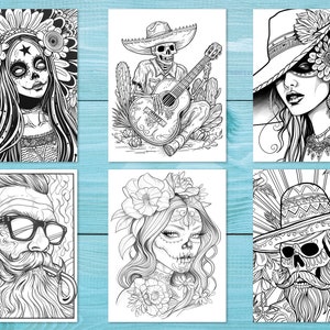Chicano Art Coloring Book, 34 Printable Grayscale Pages for Adult ...