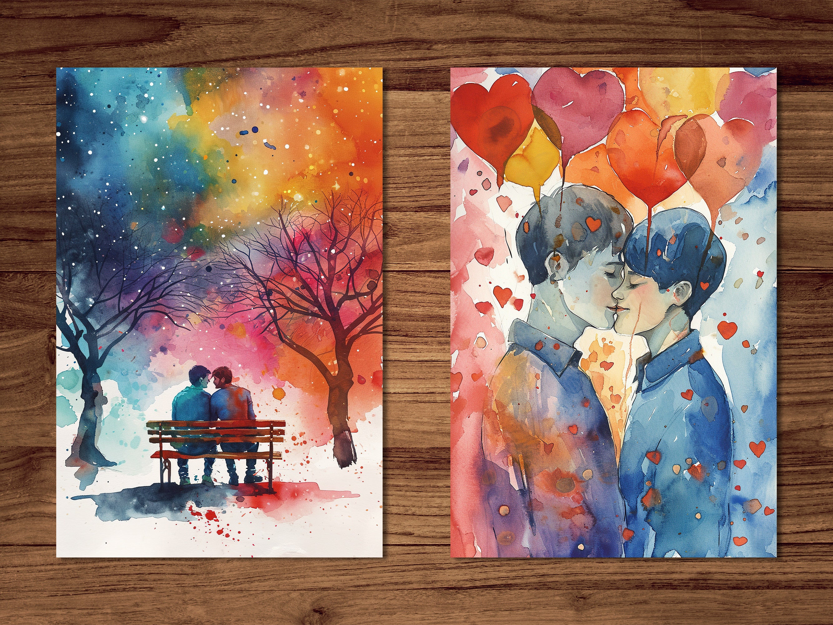 Gay Couples Postcards, 6 Printable LGBT Postcard Digital Download ...