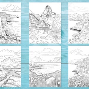 Europe Landscape Coloring Pages, 37 Printable Scenery Coloring Book for ...
