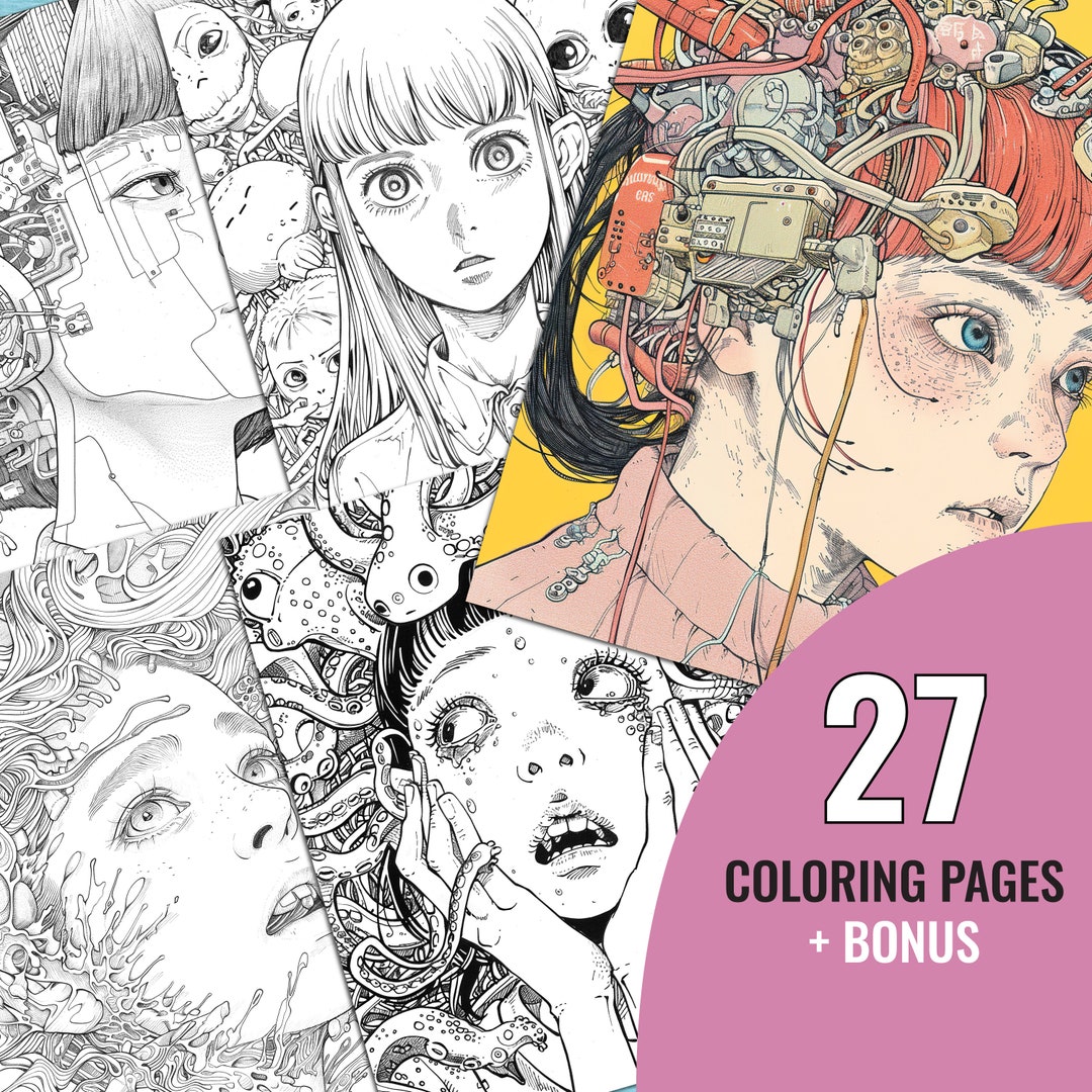 Guro Manga Coloring Book, 27 Printable Anime Pages for Adults and Kids ...