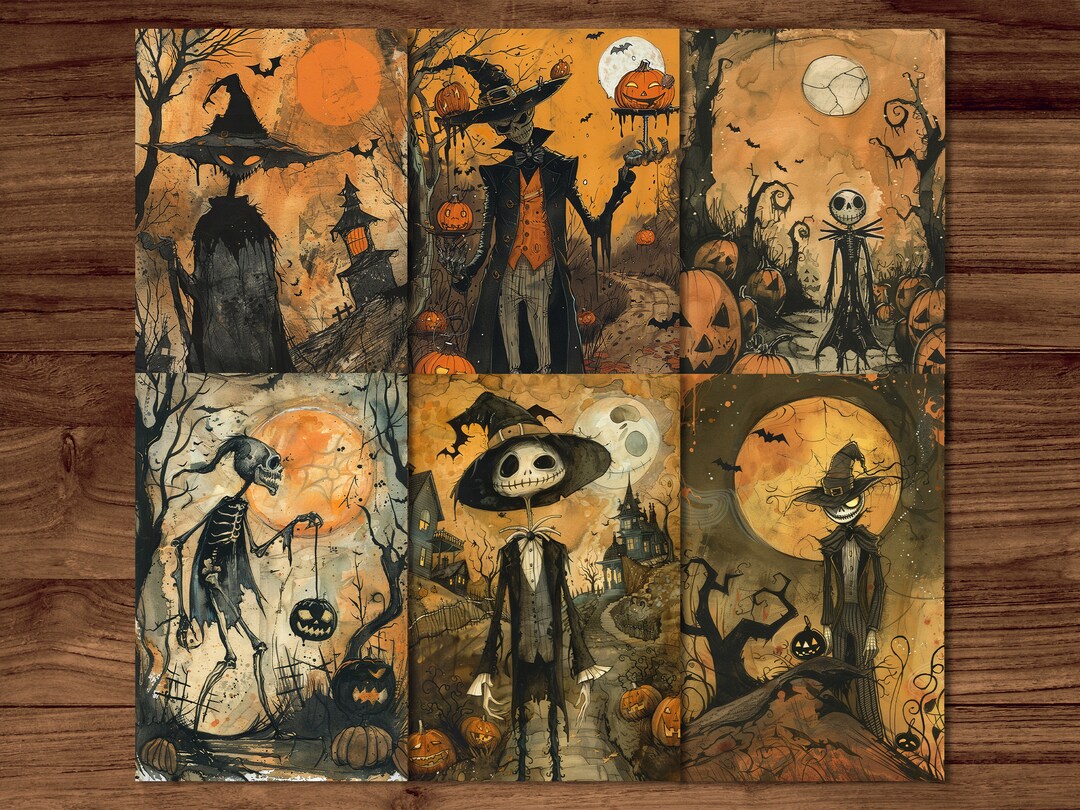 Creepy Halloween Postcard, 6 Printable Unique Spooky Cards Digital ...