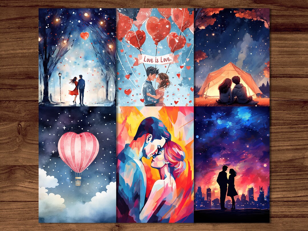 Love Postcards, 6 Printable Romantic Postcard Digital Download, Love ...