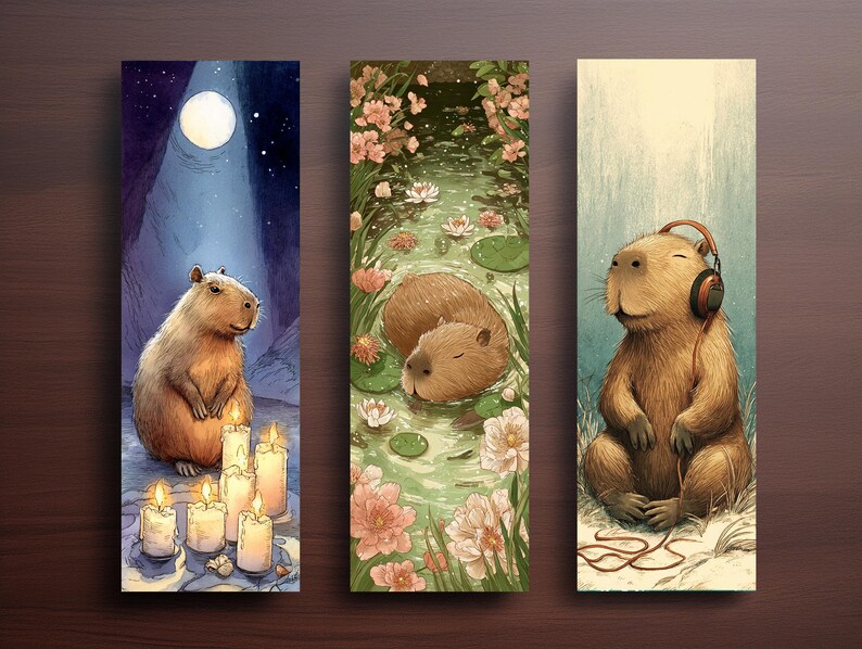 15 Capybara Bookmarks | Digital Download | Relaxing Capybara Printable ...