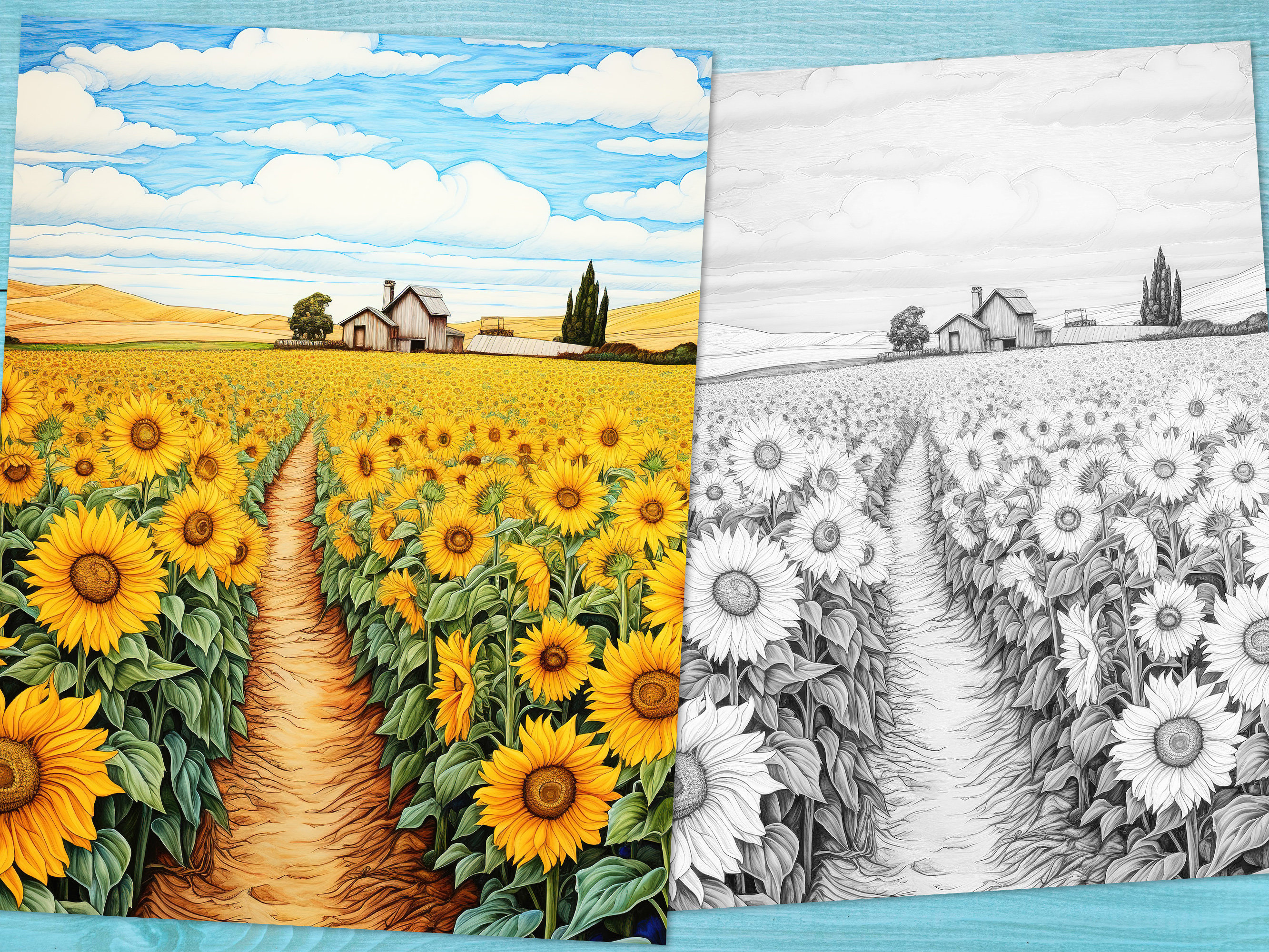 Landscape Coloring Pages 33 Printable Scenery Coloring Book - Etsy