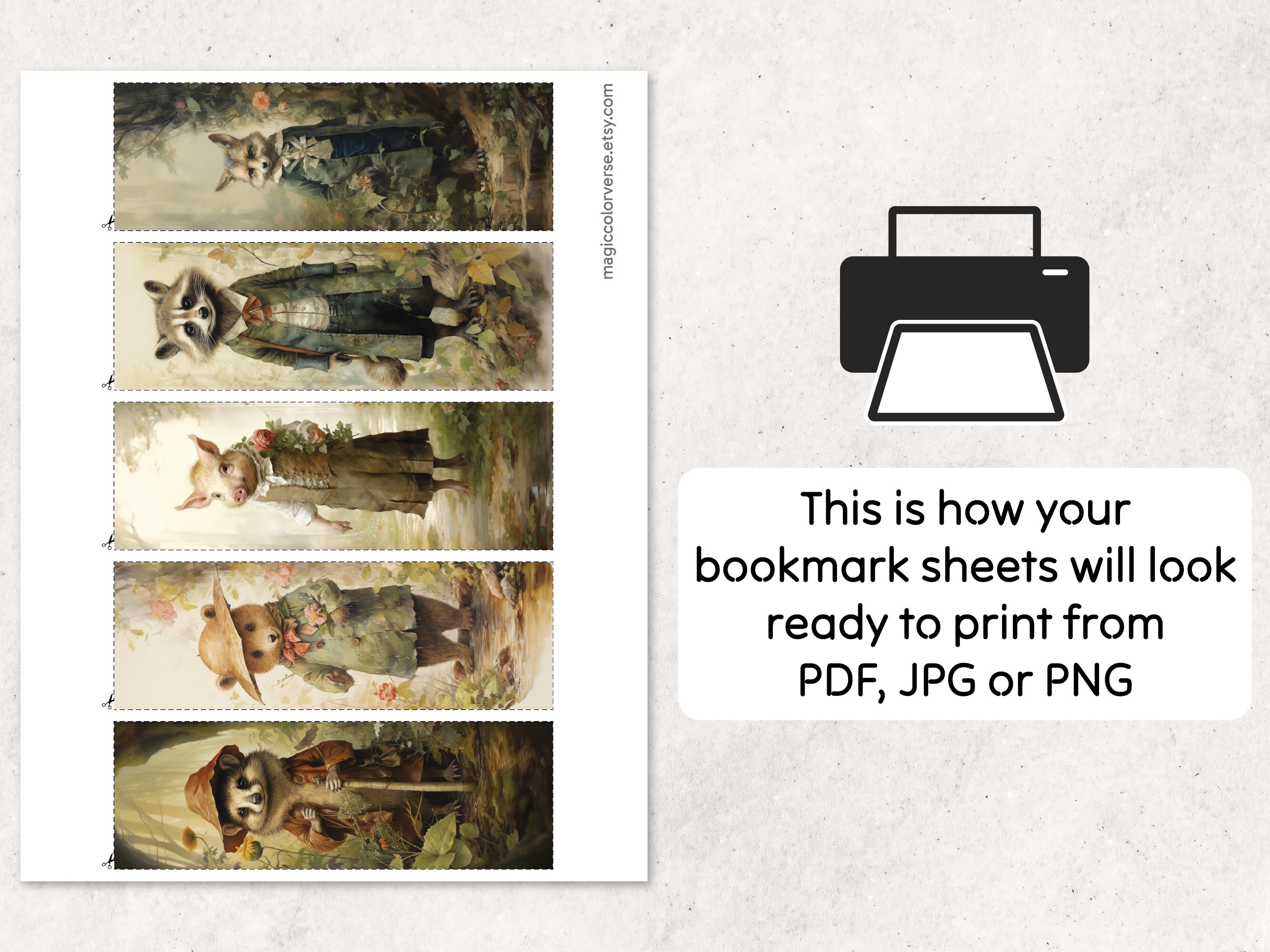 Woodland Animals Bookmarks 15 Printable Fantasy Bookmarks - Etsy