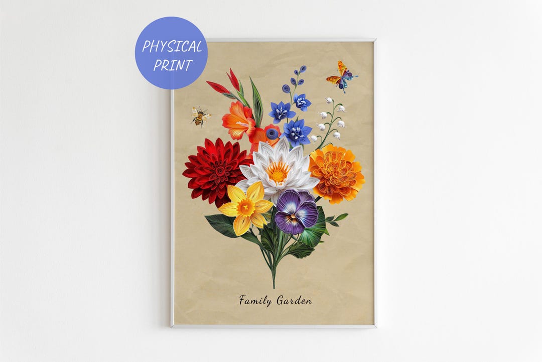 Birth Flower Family Poster | Personalized Family Garden Print | Custom ...