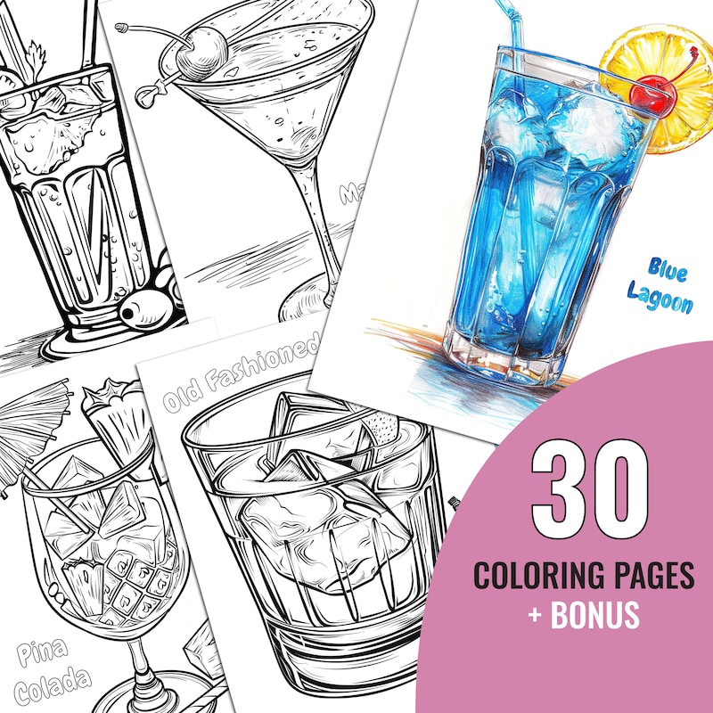 Coloring Sheets Cocktails - Etsy