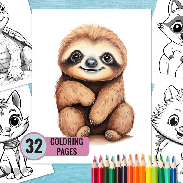 Cute Baby Animals Coloring Pages - Etsy
