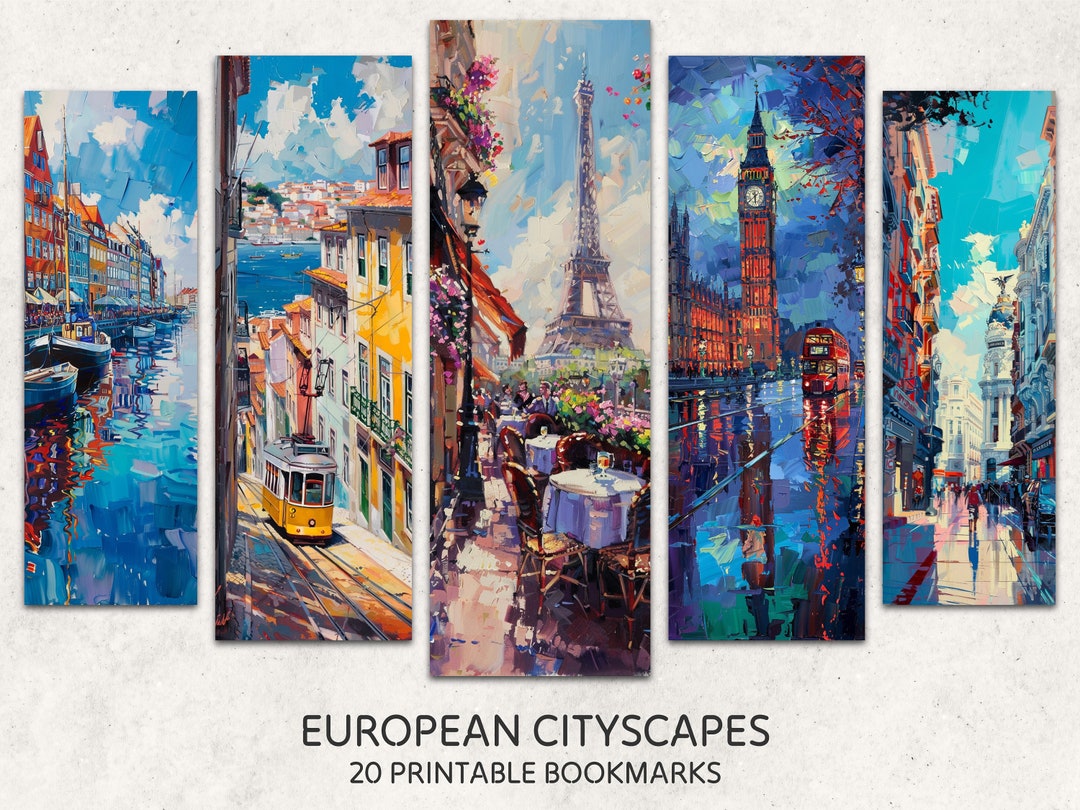 European Cityscapes Bookmarks 20 Printable Landscapes Bookmarks Digital ...