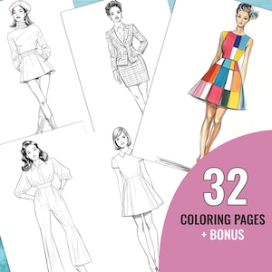 1960s Fashion Coloring Book | 32 Printable Women's Outfits Pages ...