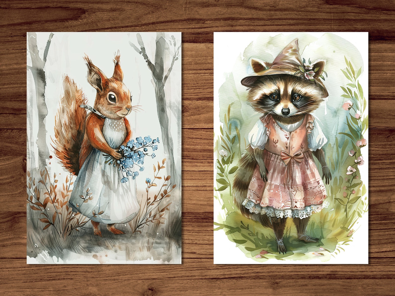 Woodland Animals Postcards, 6 Printable Fairy Postcards Digital ...