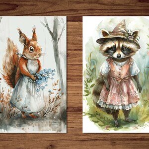 Woodland Animals Postcards, 6 Printable Fairy Postcards Digital ...