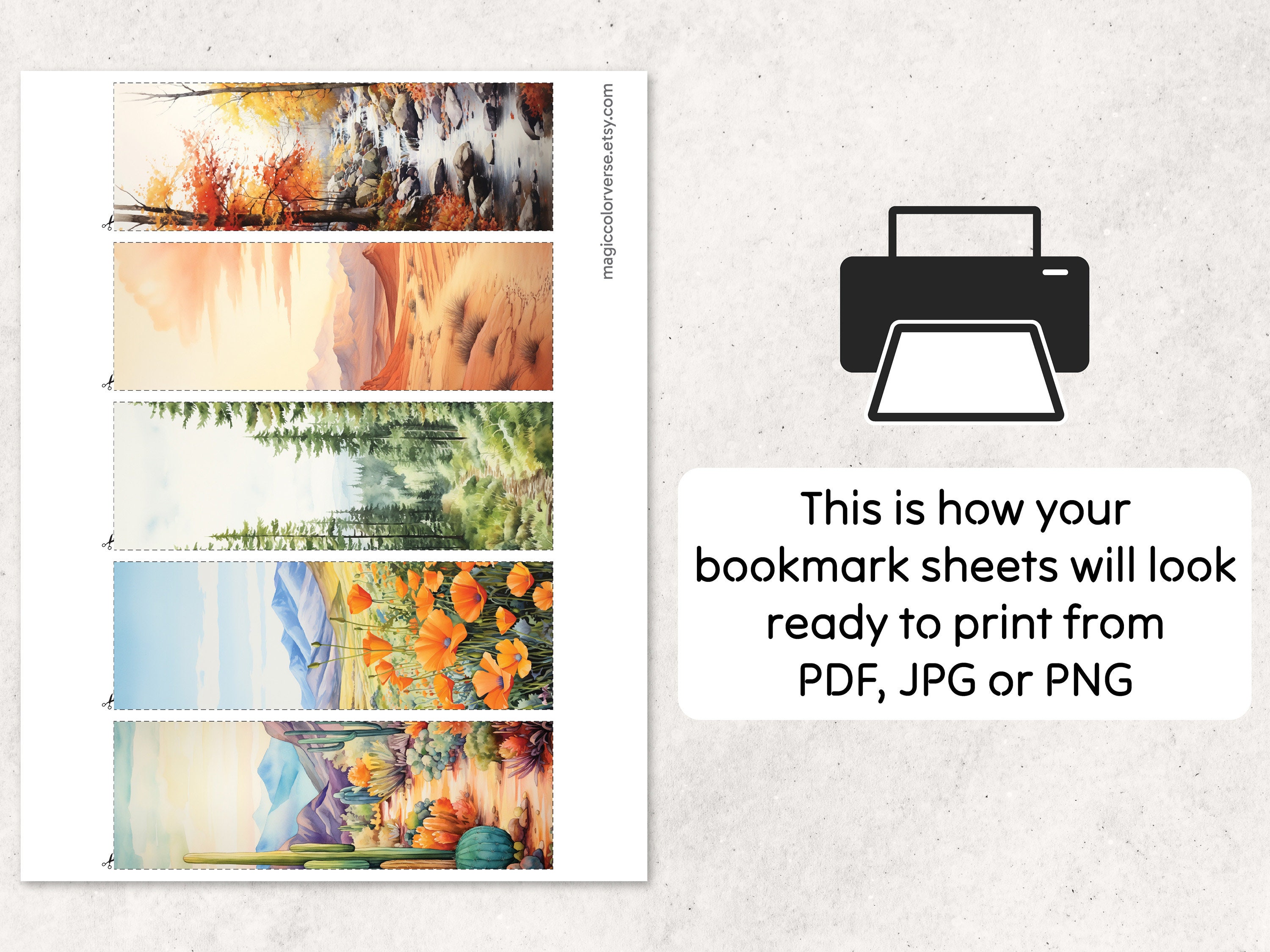 American Landscapes Bookmarks 20 Printable Bookmarks Digital Download ...