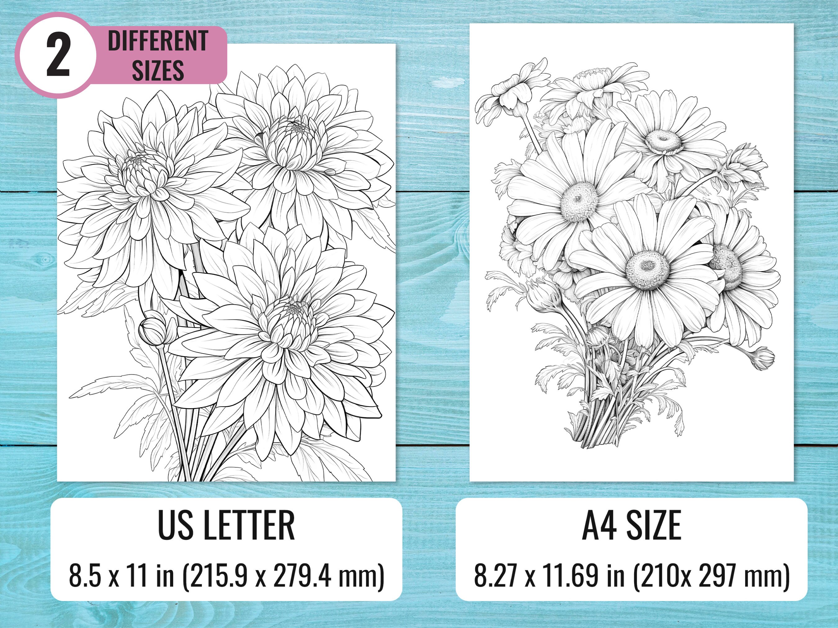 Flower Bouquet Coloring Book 35 Printable PDF Pages for - Etsy
