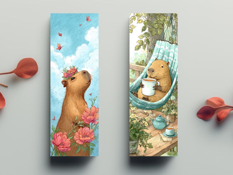 15 Capybara Bookmarks | Digital Download | Relaxing Capybara Printable ...