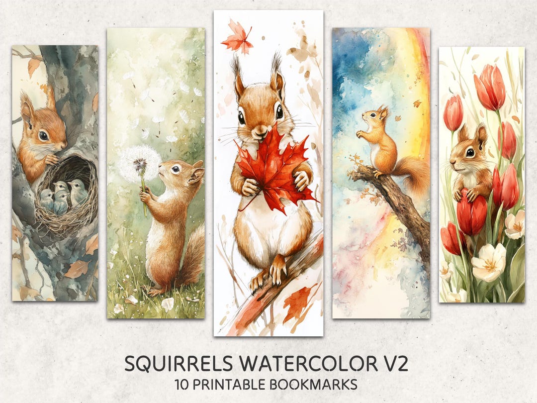 Woodland Squirrel Bookmark Set | 15 Printable Forest Animal Bookmarks ...