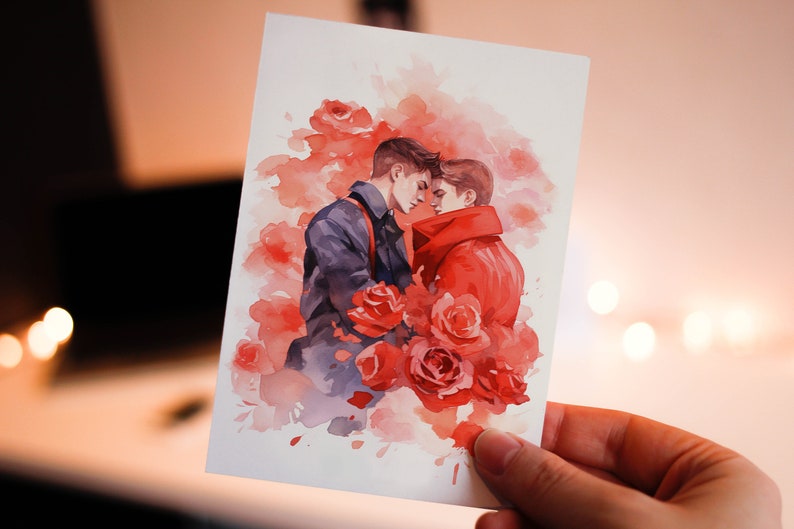 Romantic Gay Postcards, 6 Printable LGBT Postcard Digital Download ...