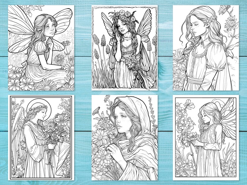 Fairy Girls Coloring Book, 35 Printable Magic Pages for Kids and Adults ...