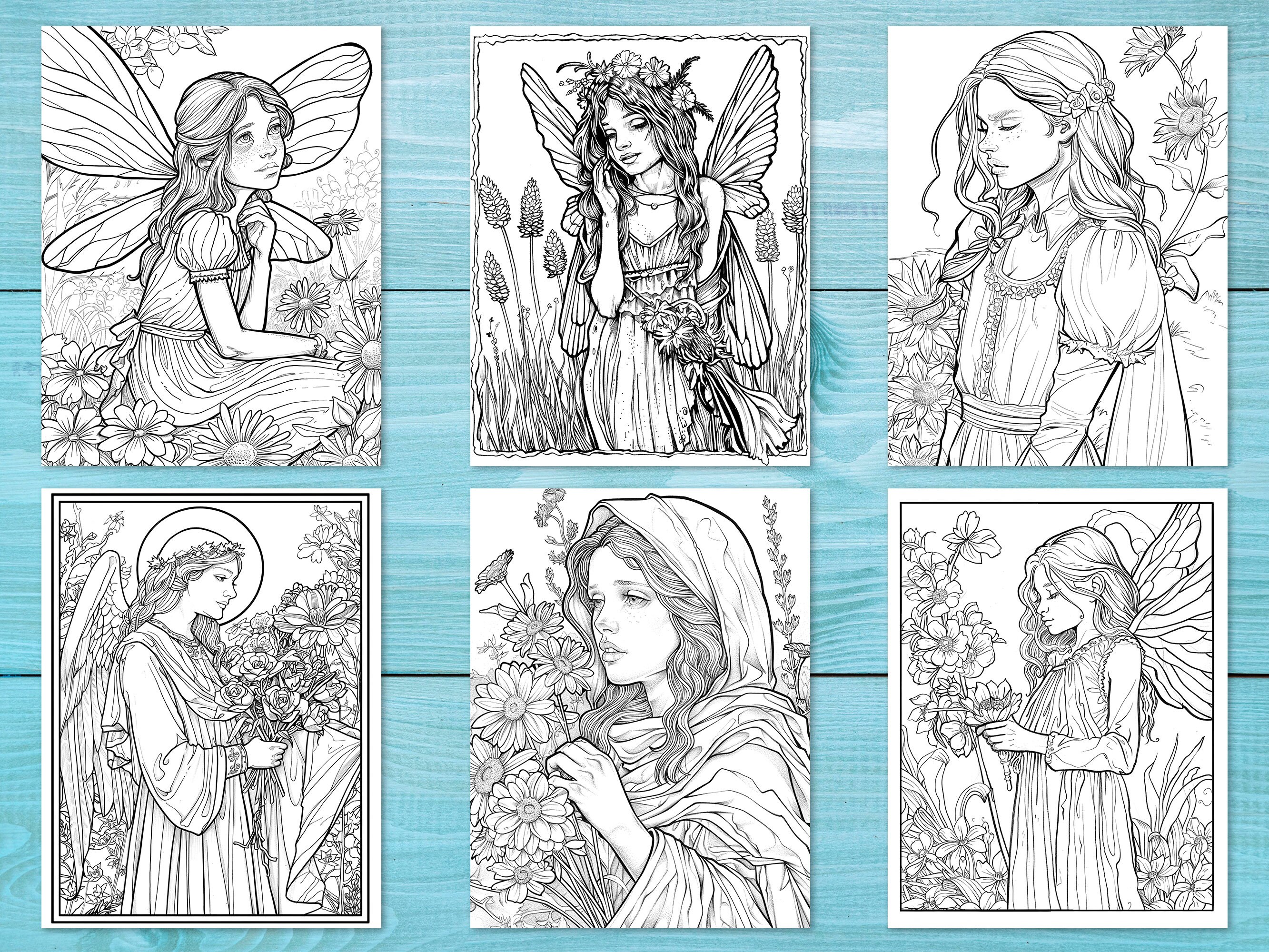 Fairy Girls Coloring Book, 35 Printable Magic Pages for Kids and Adults ...