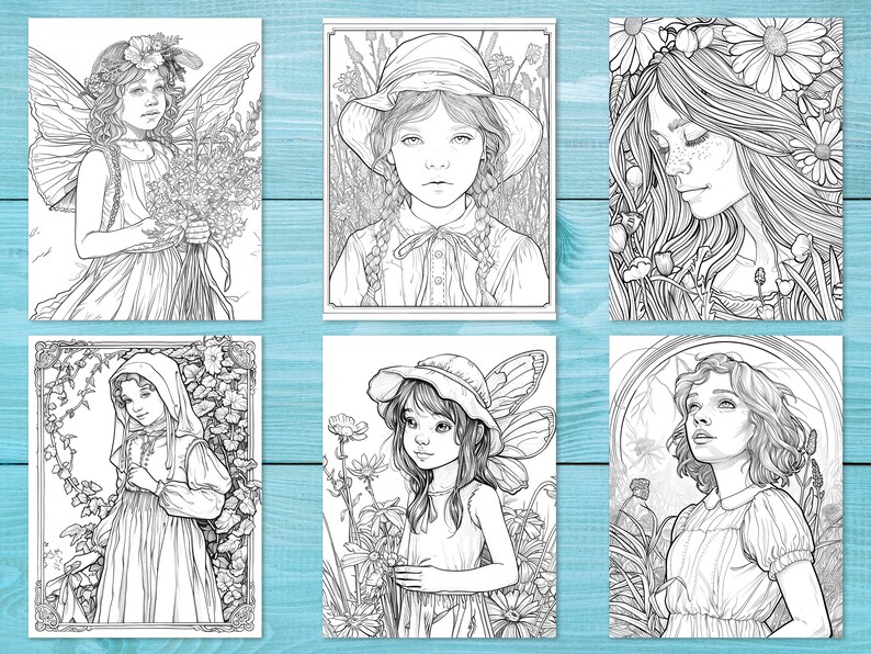 Fairy Girls Coloring Book, 35 Printable Magic Pages for Kids and Adults ...