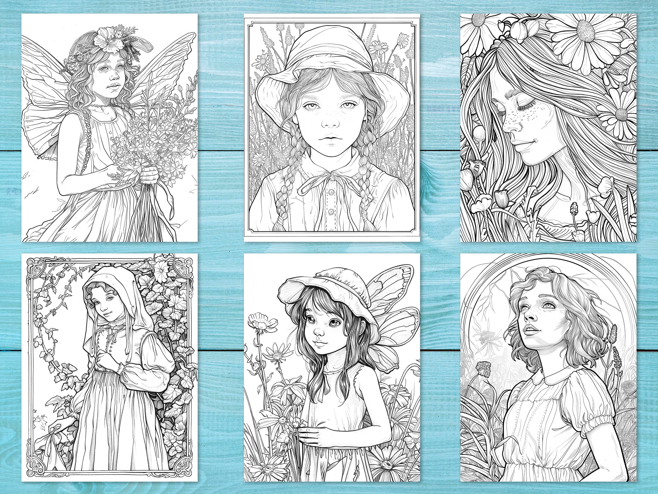 Fairy Girls Coloring Book, 35 Printable Magic Pages for Kids and Adults ...