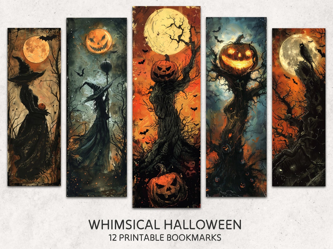 Halloween Bookmarks 12 Printable Spooky Bookmarks Digital Download ...