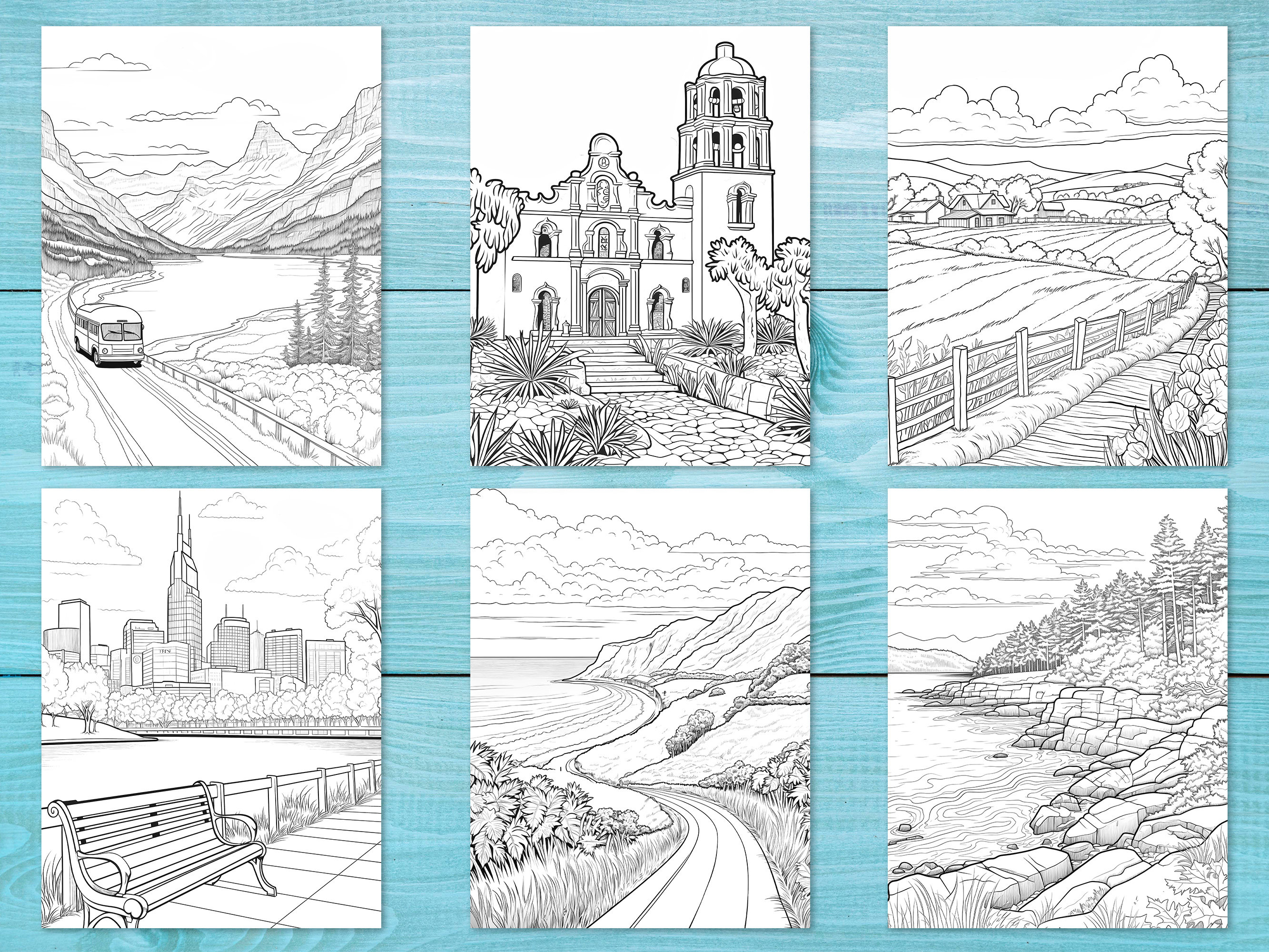 USA Landscape Coloring Pages 40 Printable USA Landmarks - Etsy