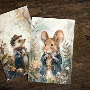 Woodland Animals Postcards, 6 Printable Fairy Postcards Digital ...