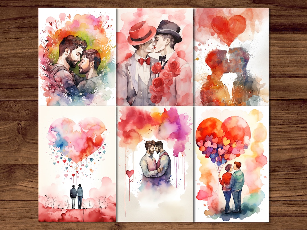 Gay Love Postcards, 6 Printable LGBT Postcard Digital Download ...
