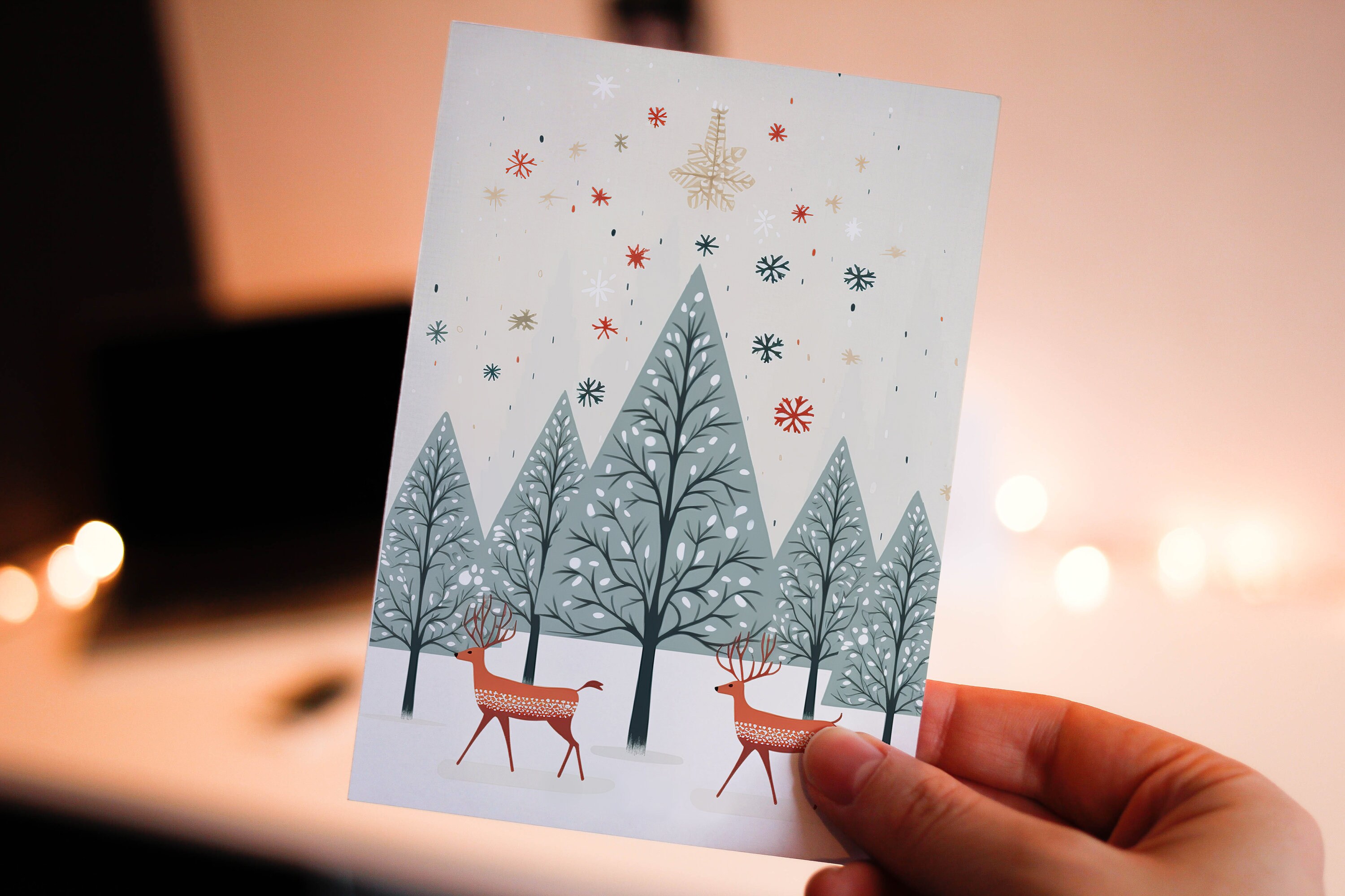 Christmas Postcards, 6 Printable Winter Postcard Digital Download ...