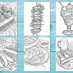 Food Coloring Book, 35 Printable Cookery Pages for Adults and Kids ...