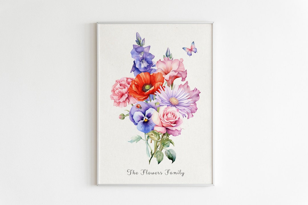 Custom Birth Flower Family Bouquet Digital Download, Printable Birth ...