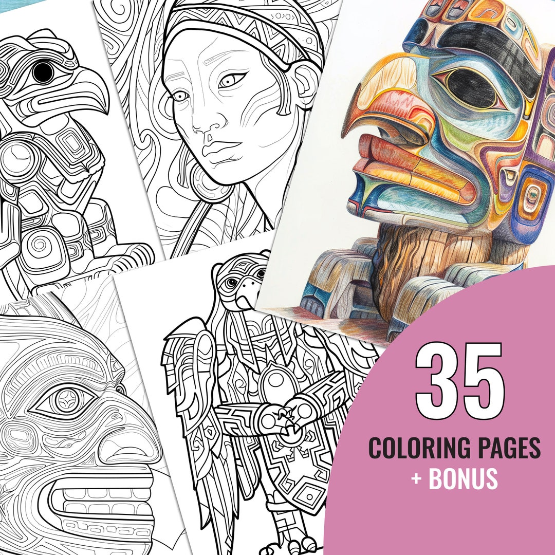 Inuit Art Coloring Book, 35 Printable Painting Coloring Pages for ...