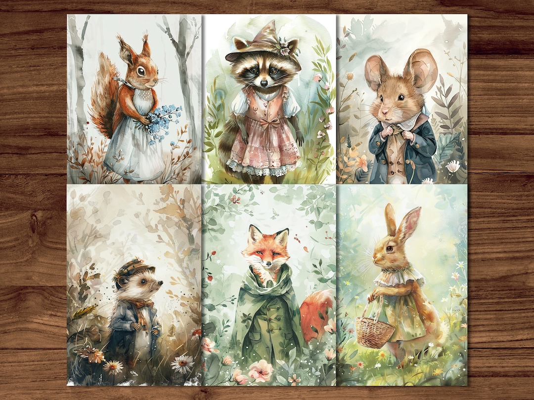 Woodland Animals Postcards, 6 Printable Fairy Postcards Digital ...