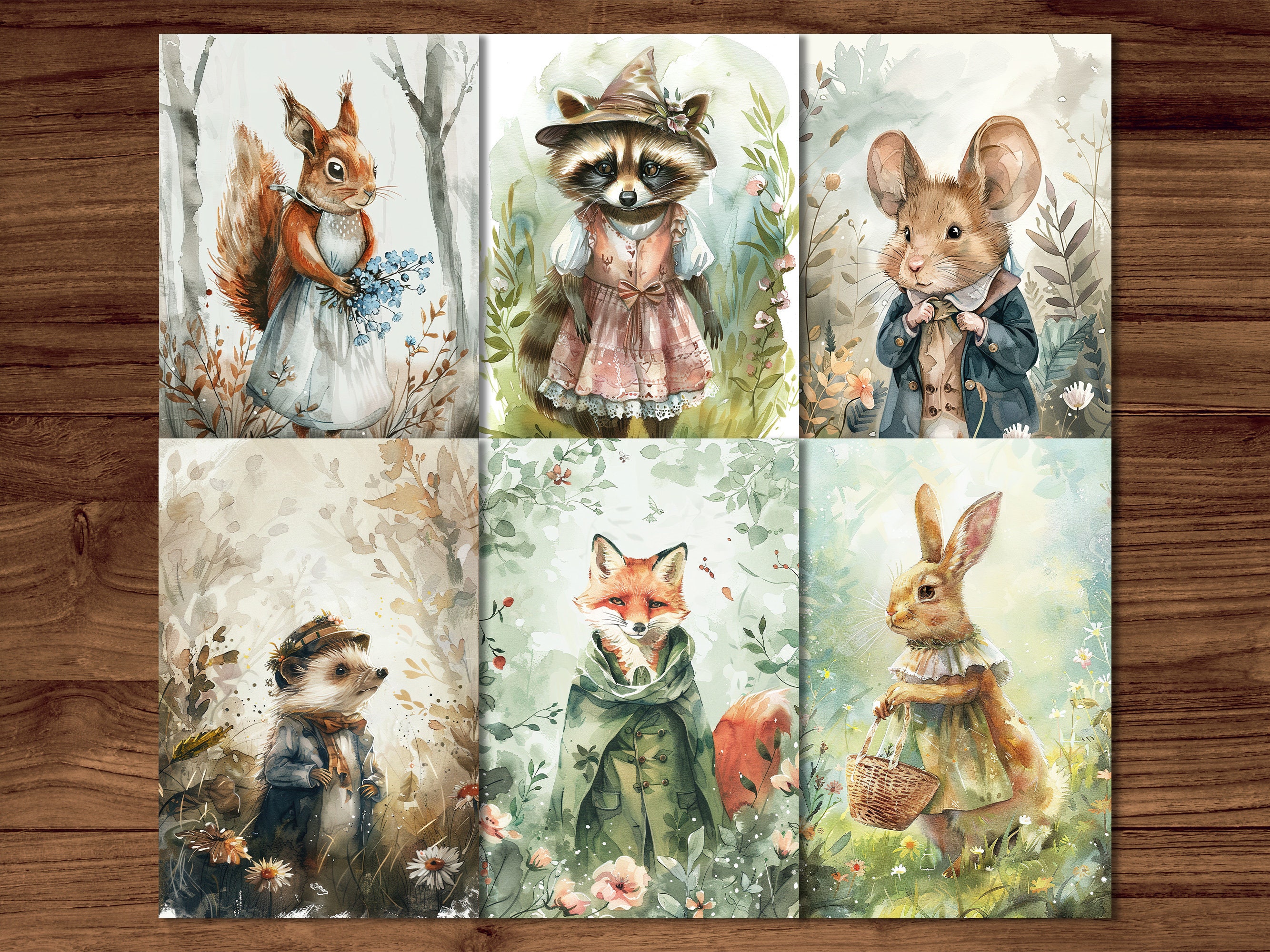 Woodland Animals Postcards, 6 Printable Fairy Postcards Digital ...
