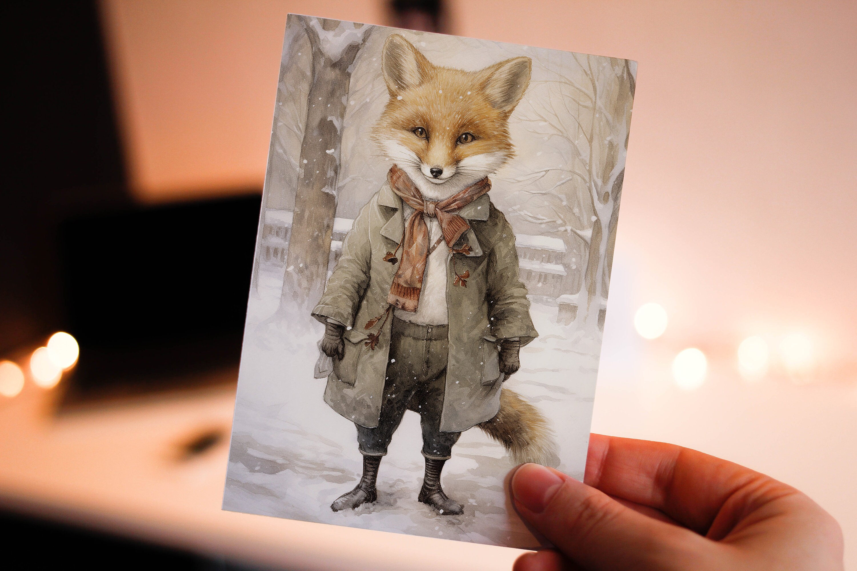 Winter Animals Postcards, 6 Printable Fantasy Postcard Digital Download ...
