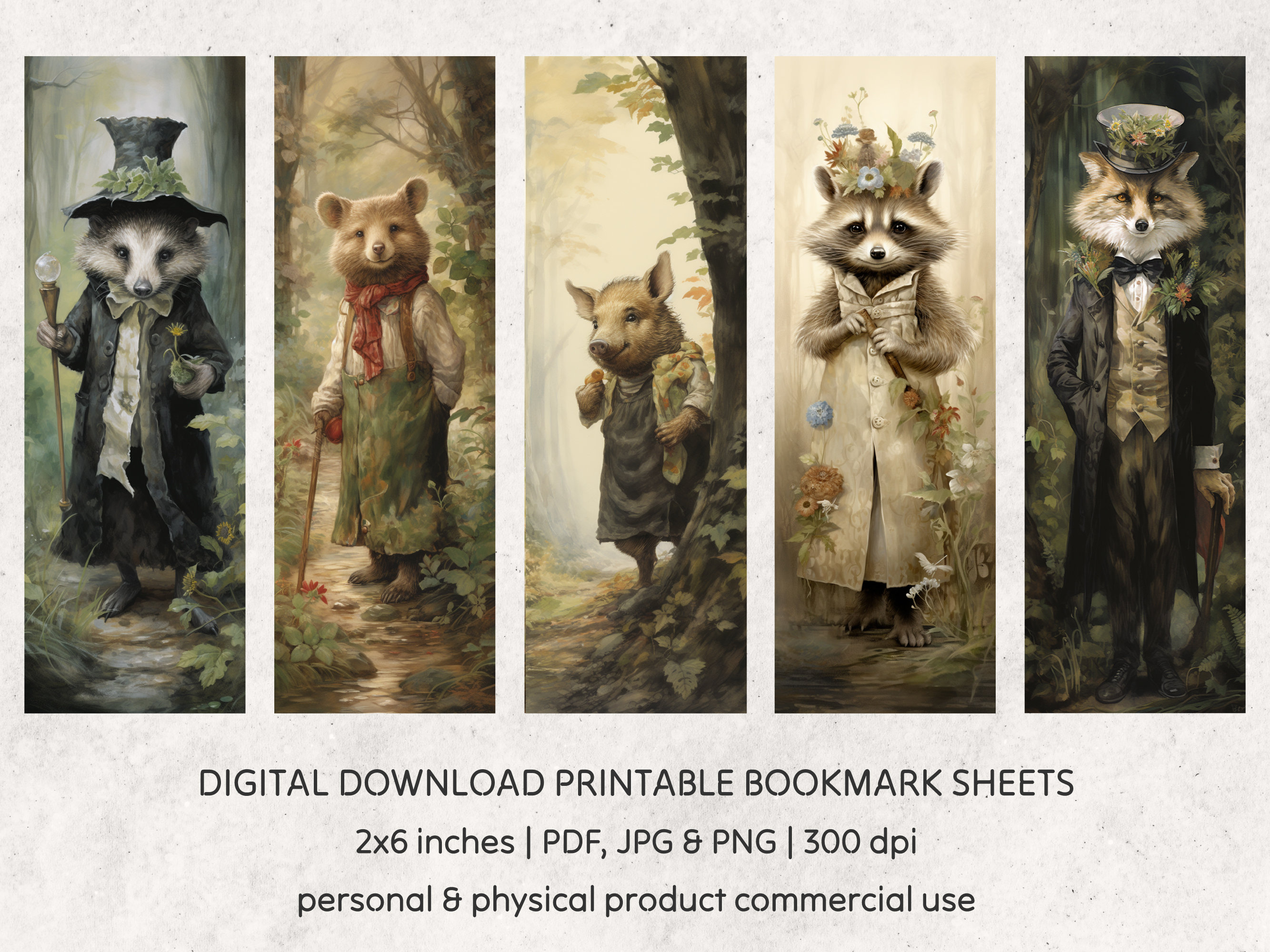 Woodland Animals Bookmarks 15 Printable Fantasy Bookmarks - Etsy