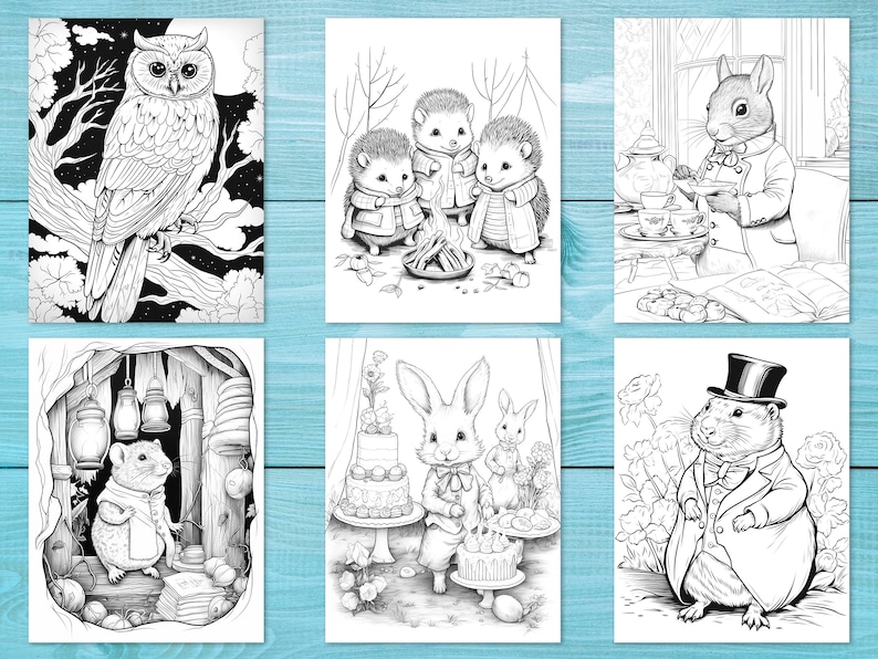 Forest Animals Coloring Book, 35 Printable Fairy Pages for Adults and ...