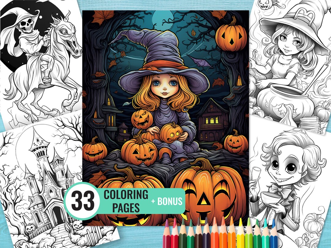 Halloween Coloring Pages 31 Printable Spooky Page for Kids - Etsy