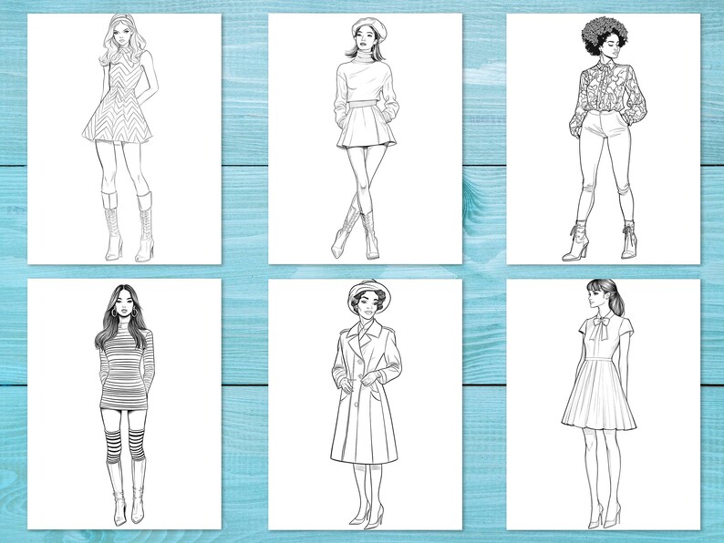 1960s Fashion Coloring Book | 32 Printable Women's Outfits Pages ...