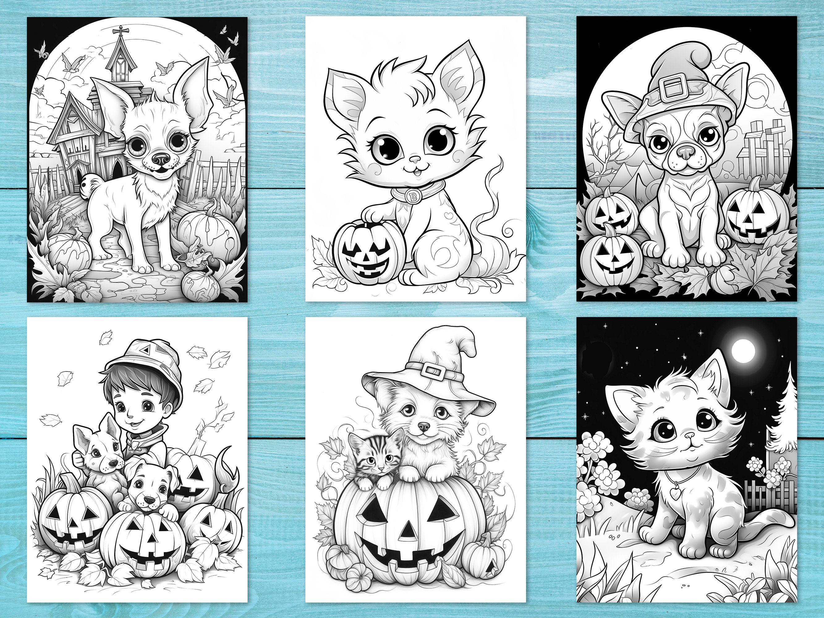 Halloween Cute Puppy Coloring Book, 36 Printable Coloring Pages for ...