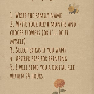 Unique Birth Flower Family Bouquet Custom Digital Print Download ...