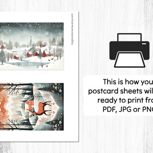 Christmas Postcards, 6 Printable Winter Postcard Digital Download ...
