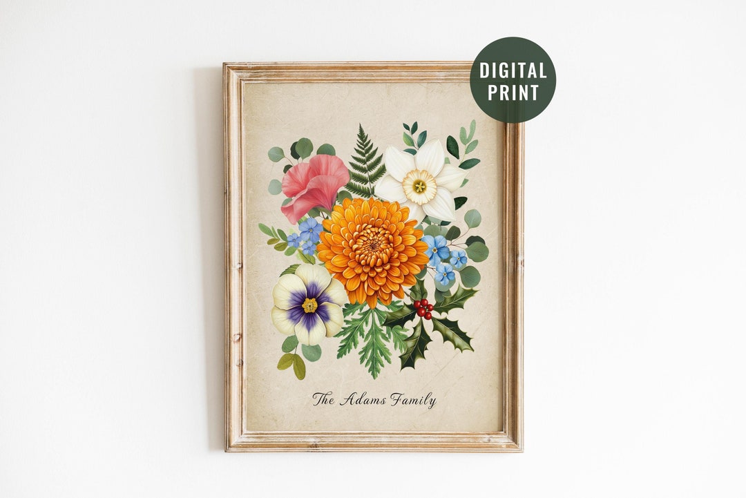 Custom Birth Flower Family Bouquet | Unique Gift for Mom | Personalized ...