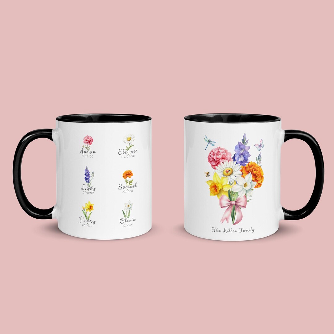 Personalized Birth Flower Mug, Custom Coffee Mug, Family Garden Mug ...