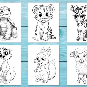 Cute Animals Coloring Book, 32 Printable PDF Pages for Kids, Cartoon ...