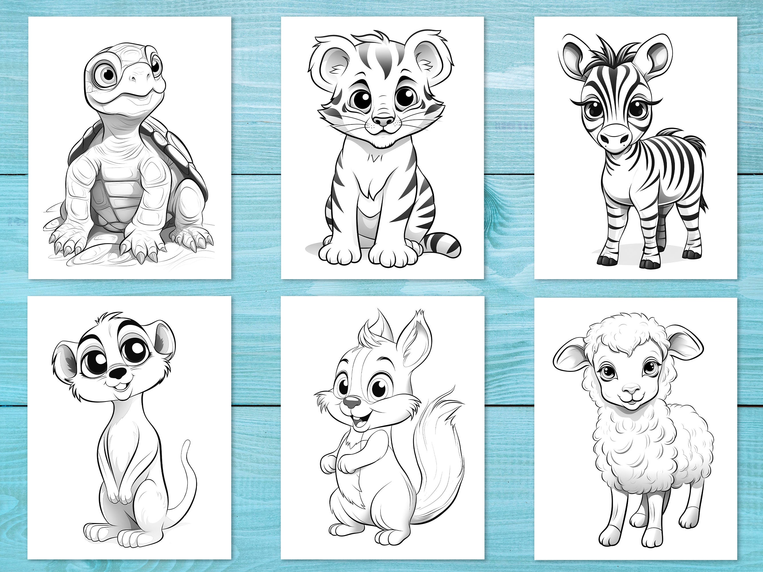 Cute Animals Coloring Book 32 Printable PDF Pages for Kids - Etsy