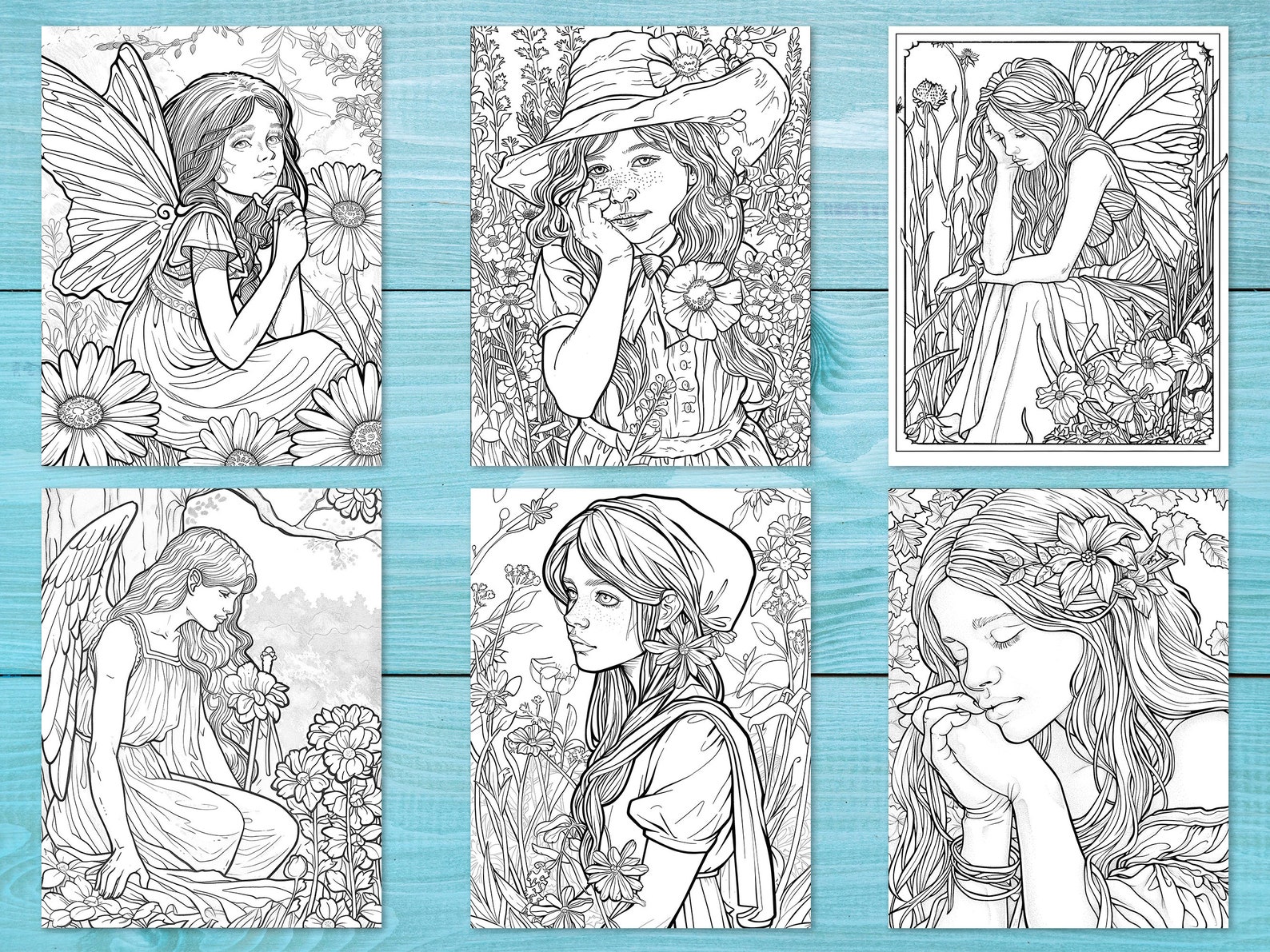 Fairy Girls Coloring Book, 35 Printable Magic Pages for Kids and Adults ...