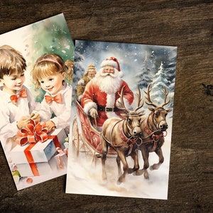 80s Style Christmas Postcards, 6 Printable Winter Postcard Digital ...